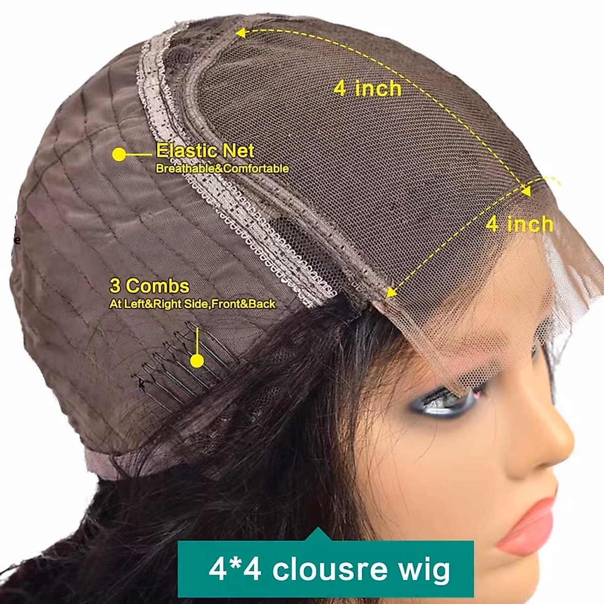 Body Wave Lace Front Wigs Human Hair Pre Plucked With Baby Hair Swiss Lace Front Wigs Human Hair Brazilian 4X4 Lace Closure Human Hair Wigs Natural Color For Black Women 180% Density（14inch）