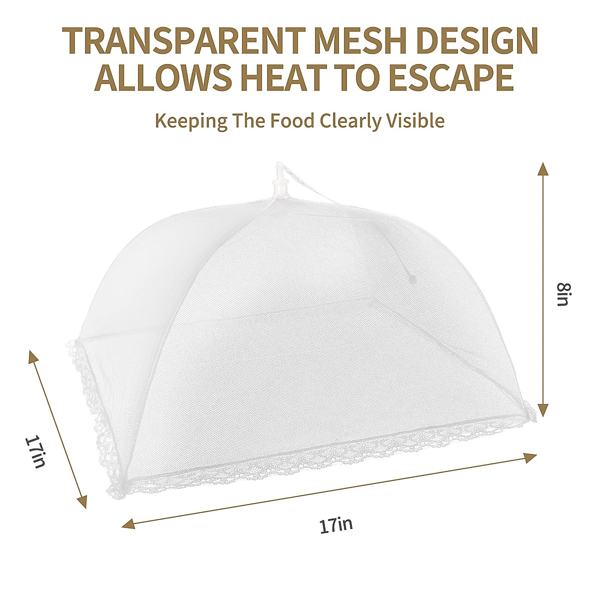 NEPAK 6 Large and Tall Food Covers, 17"x17" Food Tents Food Covers for Outdoors,Pop-up Mesh Food Covers Nets for Outside,Screen Tents,Parties Picnics, BBQ,Reusable and Collapsible