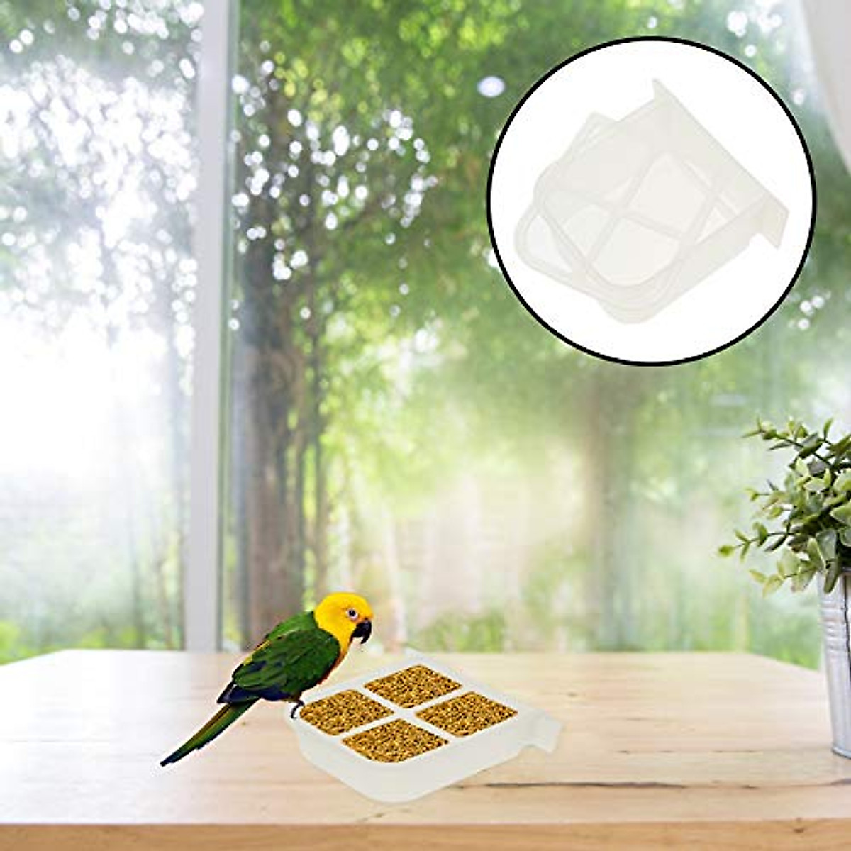 balacoo 4pcs Plastic Birdcage Bird Feeder Food Dish Cage Parakeet Food Bowl Parrot Feeders Water Bowls Cockatiel Drinking Bowls for Parrot Parakeet Cockatiel Bird