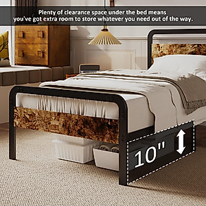 Upcanso 12 Inch Twin XL Bed Frame with Wood Headboard and Footboard, Platform Twin XL Bed Frames No Box Spring Needed with Heavy Duty Slats for Kids, Easy Assembly