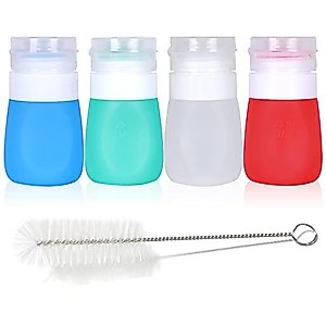 PuGez Salad Dressing Container to Go, Squeezy Portable Salad Dressing Bottles, Salad Dressing Container, Mini Condiment Bottles Food Storage, Leak-Resistant, Set of 4 (37ML)