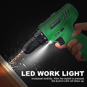 Tegatok Power Drill Cordless, 12V Cordless Drill with Battery and Charger, Electric Drill with Variable Speed and 18+1 Torque Setting, 25 Drill Bits for Drilling and Screwing
