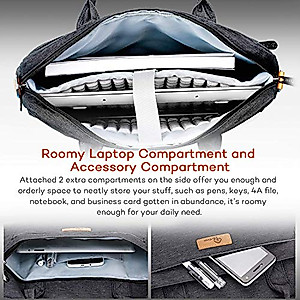 E-Tree Laptop Bag, 15.6 inch Shockproof Padded Laptop Case Briefcase Computer Bag Messenger Bag Work Bag 15 inch for Men Women Black