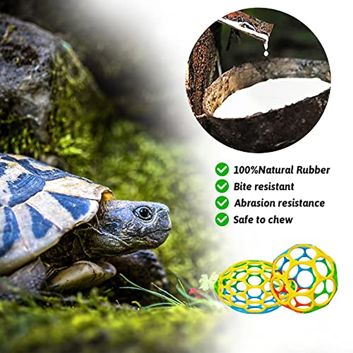 Hamiledyi Tortoise Treat Ball Toys, 2 Pcs Turtle Hay Feeder Balls Hanging Feeding Fruit Vegetable Holder Tortoise Enclosure Foraging Toy Pet Stress Relief