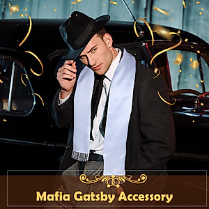 Geyoga White Scarf Men 1920's Scarf with Tassels Halloween Costume White Scarf Long Shawl Men Fancy Dress 1920s Accessories for Men Women Outfit 1920's Gangster Cosplay Party Decoration Supplies