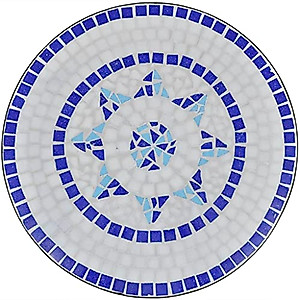 vidaXL Bistro Table Mosaic Ceramic Blue White Outdoor Garden Patio Cafe Coffee