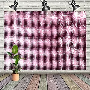Wollmix 7x5ft Rose Gold Sequins Backdrop Disco Party Decorations Glitter Birthday Wedding Party Photo Background for Baby Shower Photography 70s Theme Halos Party Banner Photo Studio Props