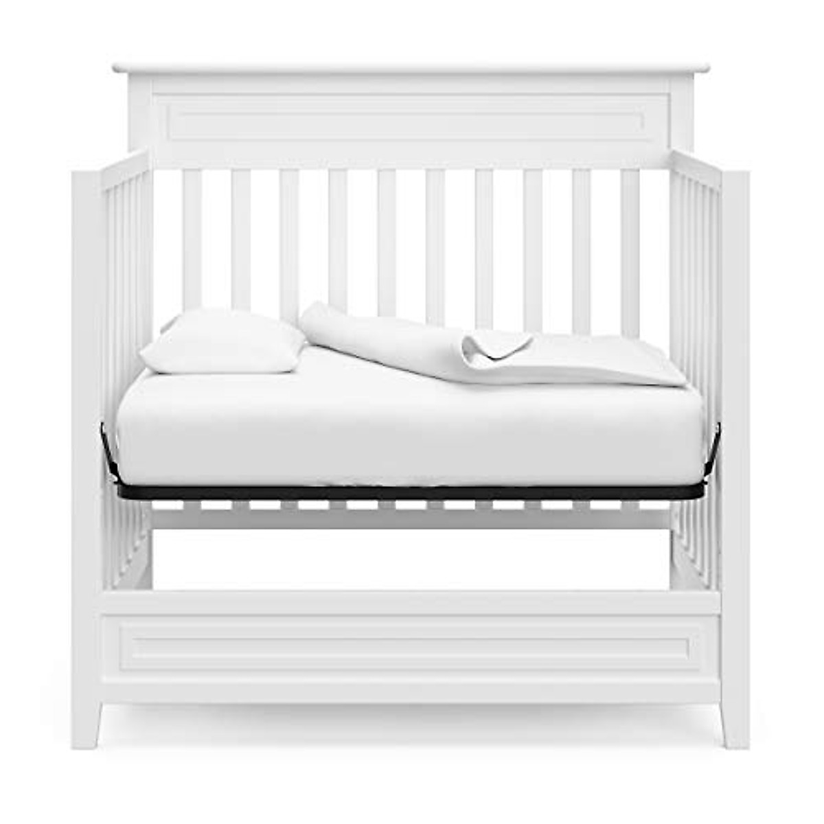 Storkcraft Petal 4-in-1 Convertible Mini Crib (White) – GREENGUARD Gold Certified, Converts to Daybed and Twin-Size Bed, Includes Bonus 2.75-inch Mini Crib Mattress, Mini Crib with Mattress Included