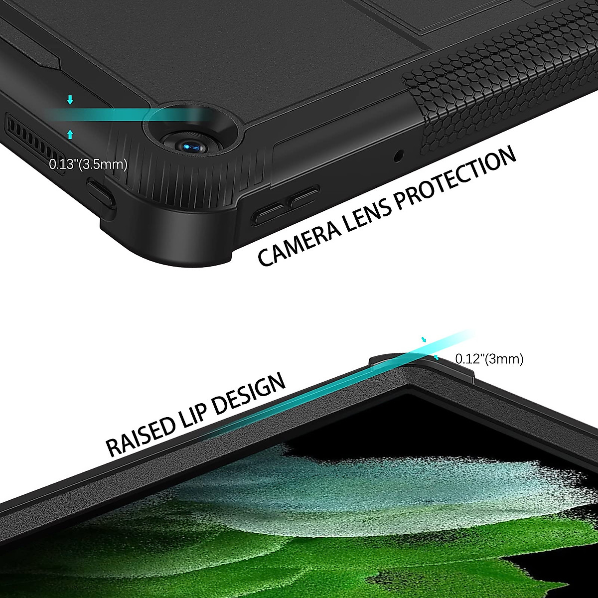 DUEDUE for TCL Tab 10 5G 10.1" Tablet Case, 3 in 1 Hybrid Shockproof Silicone Gel Protective Tablet Cover with Kickstand for TCL Tab 10 5G 9183W(2022 Release), Black