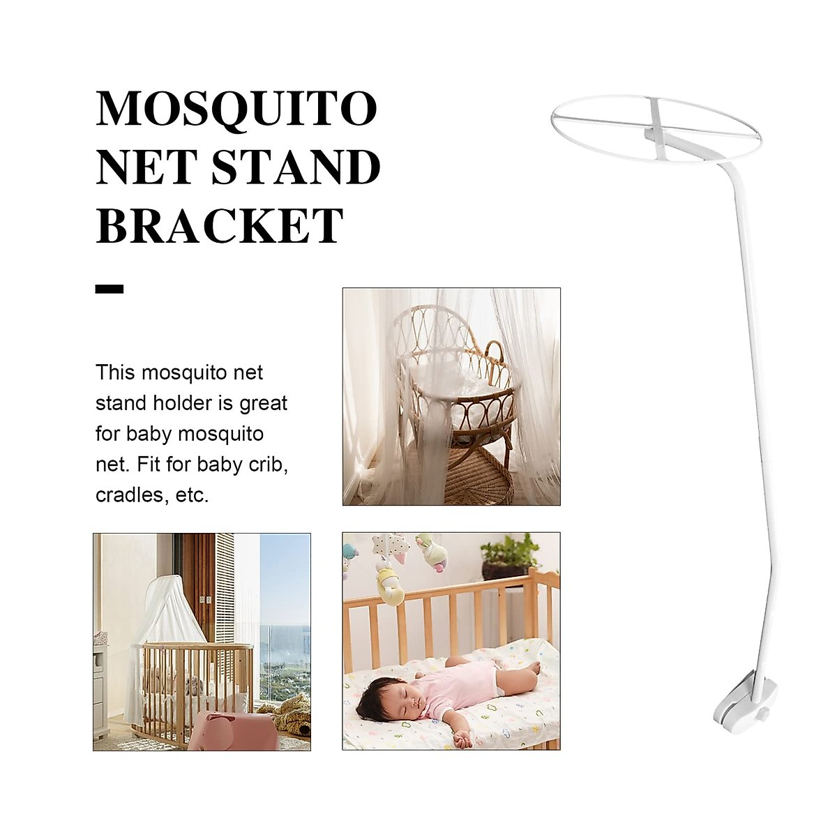 1 Set Net Stand Holder Clip- on Baby Bed Net Mounting Support Ring Rack Net Accessories