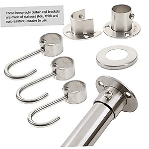 Brackets 1 Set Closet Clothes Rail Flange Stainless Steel Shower Curtain Rod Heavy Duty Curtain Rods Shower Curtain Holder Adhesive Curtain Rod Holder Holder Closet Pole Holder
