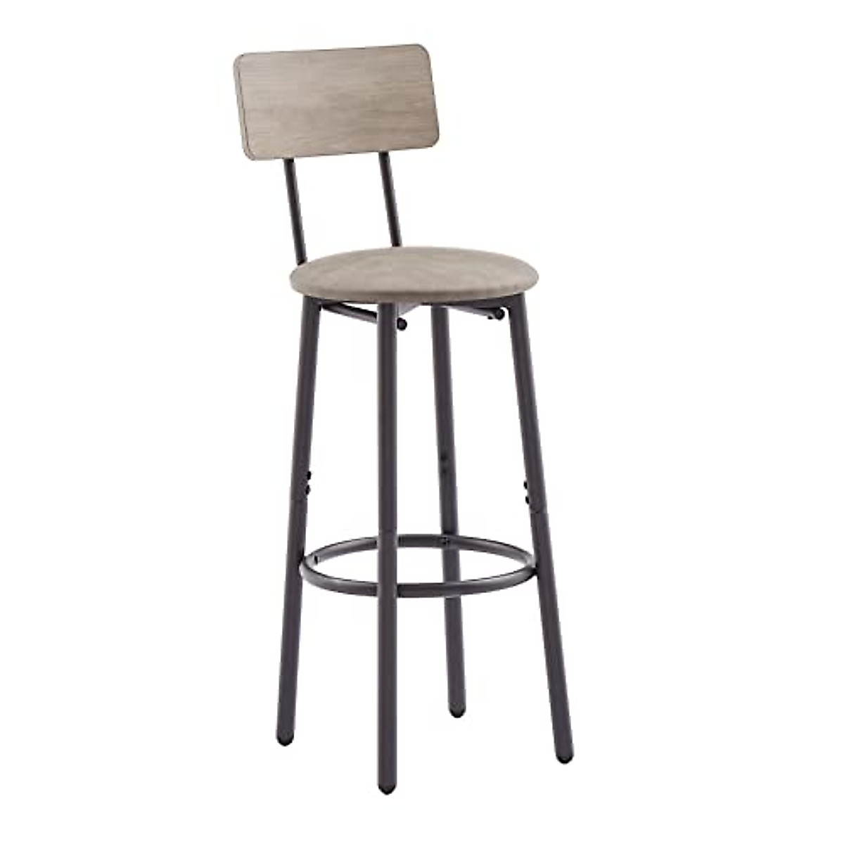 CKLMMC 5 Piece Industrial Bar Table Set,Pub Bistro Table and PU Upholstered Stools with Backrest, Counter Height Dining Table Set for Kitchen Small Space (Grey# Set of 5)