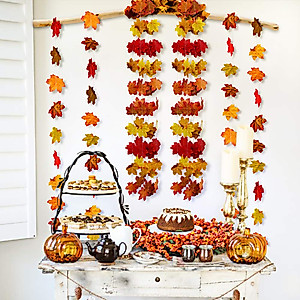 FHzytg Fall Maple Leaf Garland, Artificial Autumn Maple Leaves Plants Vine Hanging Garland for Home Garden Kitchen Office Wedding Wall Doorway Party Backdrop Decoration Thanksgiving Decor 6.6ft Long