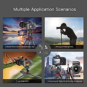 Manbily 63" Carbon Fiber DSLR Camera Tripod Monopod Kit,Compact and Lightweight,360-degree Panoramic Ball Head Quick Release Plate,5 Seconds Quickly Invert The Center Column,for Travel Work(YS-254C)