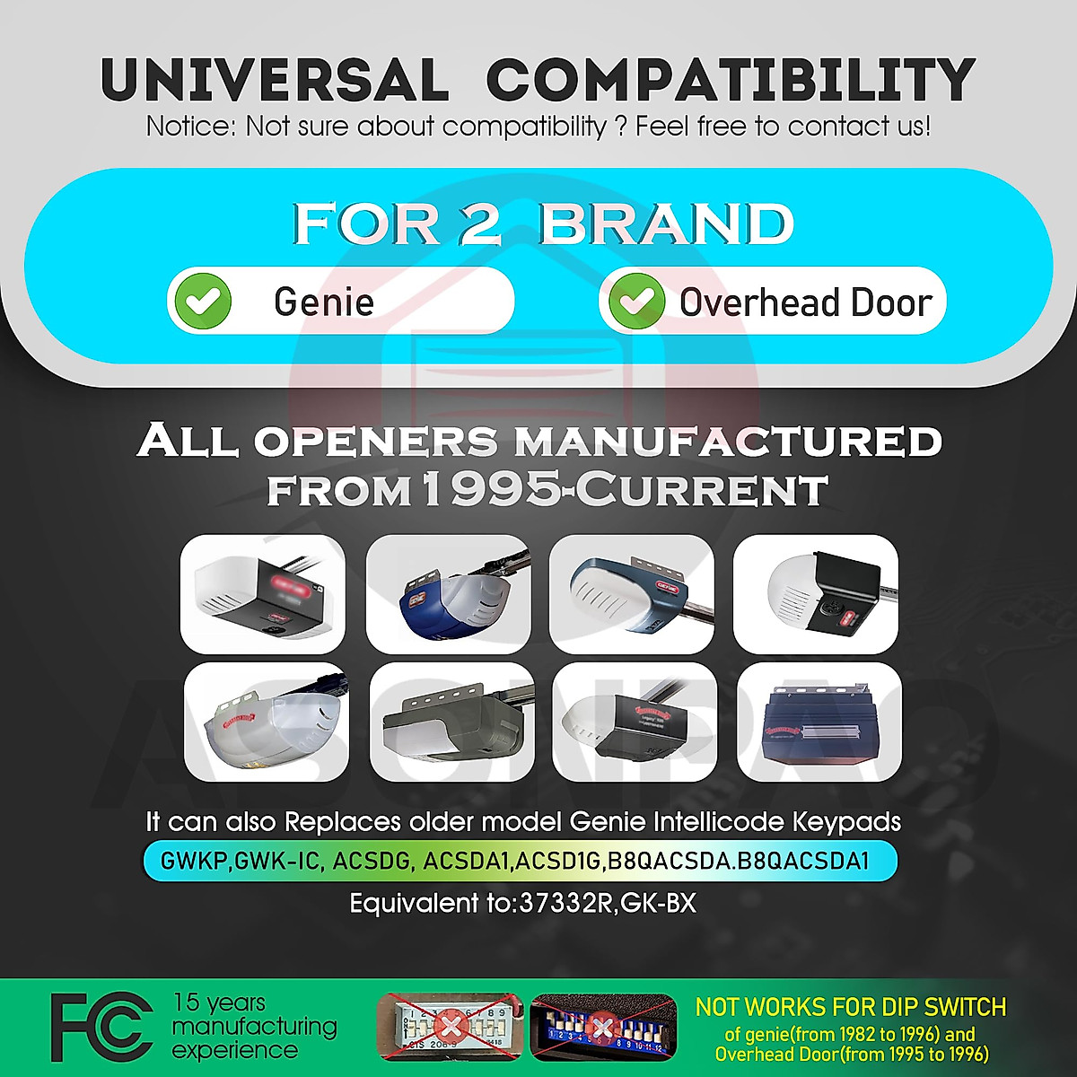 Genie Garage Door Opener Replacement Set: 1 GK-BX Keypad + 2 G3T-BX Remotes, 315/390MHZ Auto-Seek, 3-Year Warranty, Compatible with 1995-Present Models