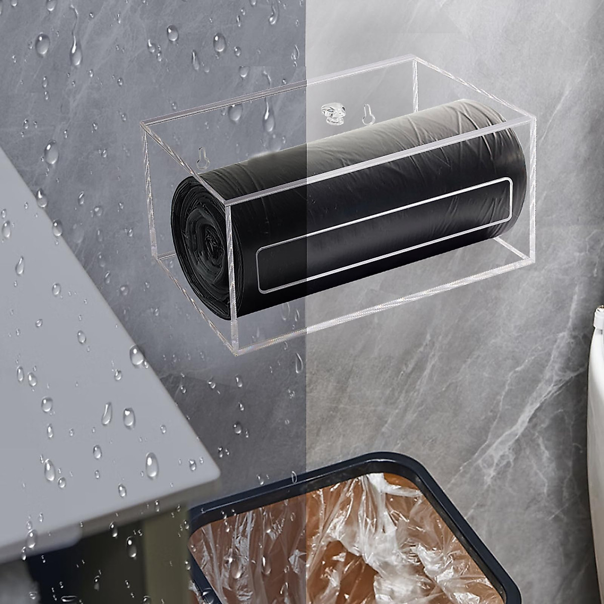 Trash Bag Organizer Dispenser, Acrylic Garbage Bag Holder Dispenser, Trash Bag Roll Dispenser for Wall Mount