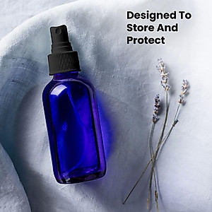 CULINAIRE 2oz Glass Spray Bottles for Essential Oils with Gold Pen Marker, Small Fine Mist Spray Bottle, Refillable, for Hair Spray, Essential Oils, Colognes, and Hand Sanitizers, Blue, Pack of 24