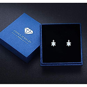 Turtle Earrings 925 Sterling Silver Abalone Earrings for Women Turtle Jewelry Turtle Stud Earrings for Women Hypoallergenic (A-Silver) (B-Silver)