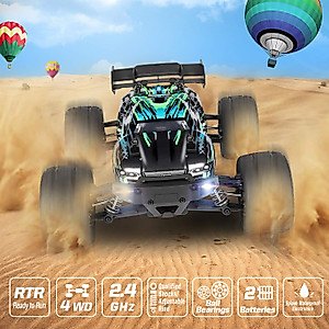 HAIBOXING RC Cars Hailstorm, 36+KM/H High Speed 4WD 1:18 Scale Waterproof Truggy Remote Control Off Road Monster Truck with Two Rechargeable Batteries, All Terrain Toys for Kids and Adult
