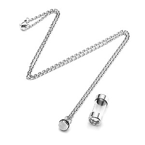 Zysta Arylic Urn Necklace for Ashes Clear Glass Cylinder Pendant Creamation Vial Necklaces Ash Locket Tube with 24 inch Chain Holder Container Keepsake Memorial Urns Jewelry