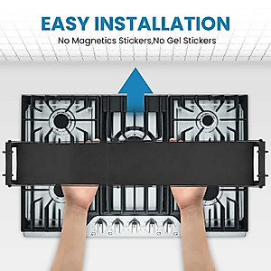 yudeke Stove Top Shelf, Extendable Spice Rack for Kitchen - Adjustable Over-the-Stove Shelf with 4 Hooks, Seasoning Organizer Countertop, Extra Space Saver (Black)