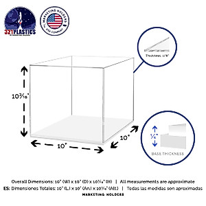 Marketing Holders Clear Acrylic Cube 10x10x10 with White Base Durable Plastic Box Collectible Items Cover Square Showcase Pedestal for Art