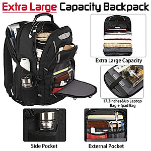 18.4 Laptop Backpack for Men, 55L Extra Large Gaming Laptops Backpack with USB Charger Port, TSA Friendly Flight Approved RFID Anti-theft Pocket, Water Resistant Suiltable for Travel Business Work