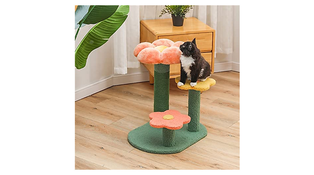 Buy the PET WONDERLAND Pink Flower Cat Tree for Small Cats