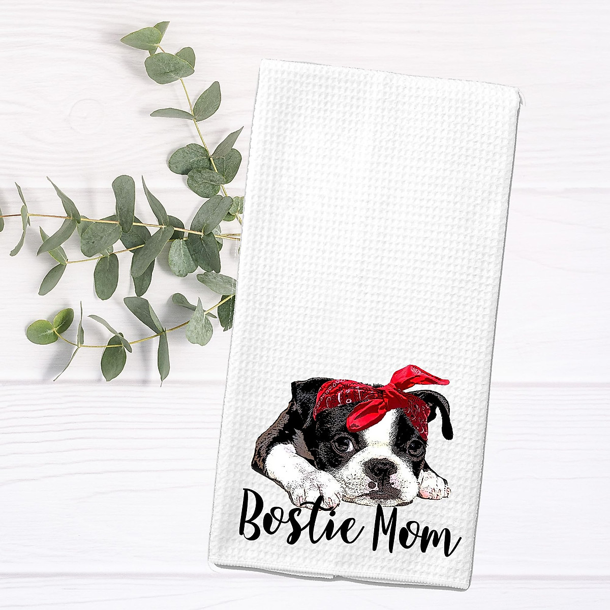 Bostie Mom, Boston Terrier Microfiber Kitchen Hand Towel Gift for Dog Lover