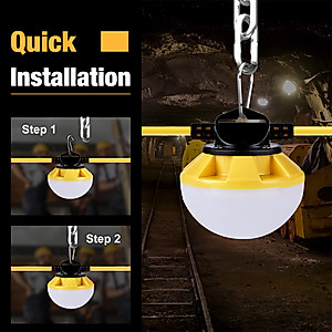 G GJIA 100FT Construction String Lights 100W 12000LM, Industrial Grade LED String Work Lights for Construction Sites, Temporary Work, Jobsites, Outdoor Lighting, with 10 Bulbs & Hooks