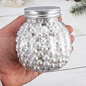 380pcs Art Faux Pearls Undrilled Faux Pearls No Hole Imitation Round Pearls Beads Loose Pearls Decorative Bulk Filler Beads for Jewelry Making, Crafts DIY, Table Scatter, Home Decoration (White 10MM)