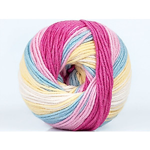 Lot of 8 Skeins Ice Yarns Alara Batik (50% Cotton) Yarn Pink Shades Blue Yellow Light Cream