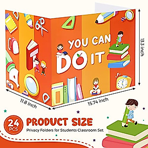 24 Pcs Privacy Boards for Student Desks Bright Colored Classroom Desk Divider Trifold Table Desk Privacy Panel Privacy Folders Screen Partition for School Teacher Student Study Test Home (Pen)