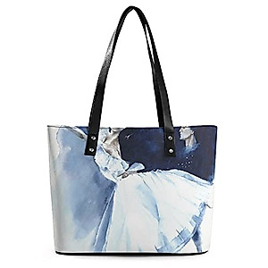 Womens Handbag Ballerina Girl Leather Tote Bag Top Handle Satchel Bags For Lady