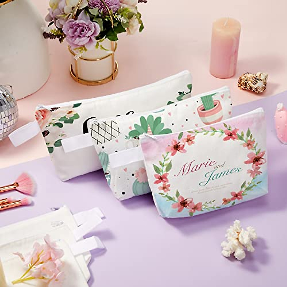 40 Pcs Blank Canvas Bag Sublimation Cosmetic Canvas Pouch (5 x 10 x 1.8 Inches)