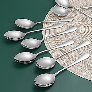 16-Piece Dinner Spoon set,7.3" Tablespoons,Silverware Spoons,Food Grade Stainless Steel Spoons Set for Eating Soup,Cereal - Mirror Polished Dishwasher Safe,Metal Spoons for Everyday Use