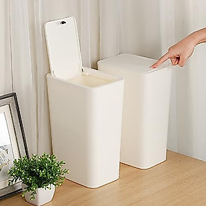 LIANTRAL 3 Pack Bathroom Trash Can with Lid, 2.6 Gallon Small Trash Can with Press Type Lid, Kitchen Trash Can, Garbage Bin Wastebasket for Kitchen, Bathroom, Bedroom, Office, Laundry, White