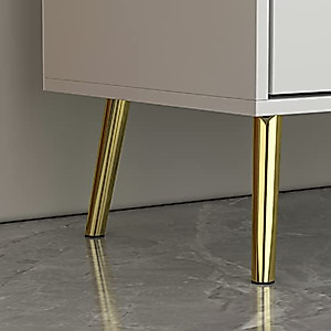 AIEGLE 5 Drawer Dresser, Chest of Drawers with Metal Legs, Wood Dresser Storage Chest Drawers for Bedroom, Living Room, White (27.4" W x 15.7" D x 45" H)