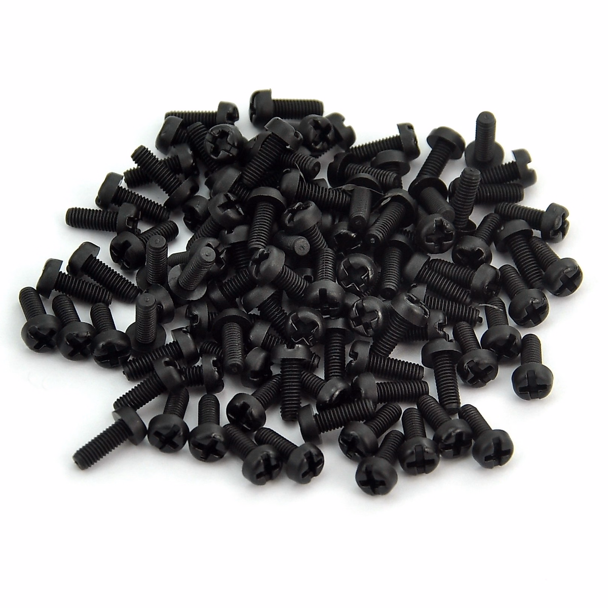 Electronics-Salon 100pcs M3 x 8mm Nylon Machine Screw, Black, Combination Phillips-Slotted Drive, Pan Head, Metric