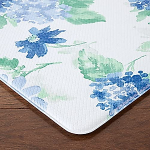 Martha Stewart Amber Floral Daisy Stripe Reverisble Water Resistant Kitchen Mat, Blue/Purple, 20"x39"