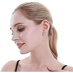 Surgical Steel Earrings Sterling Silver Earrings Stainless Studs for Most Ears 6 Pairs Round Clear Cubic Zirconia Earrings Multi Piercing Ears CZ Simulated Diamond Stud Earring Women Men Boys Girls…