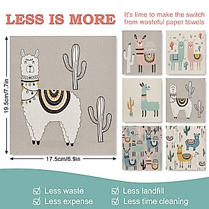 AnyDesign Alpaca Swedish Kitchen Dishcloth Cute Animal Absorbent Cotton Kitchen Towel Cleaning Dishcloths for Party Home Housewarming Cleaning Counter Wipes, 7 x 8 Inch, 6Pcs