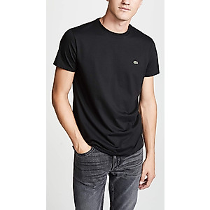 Lacoste mens Short Sleeve Crew Neck Pima Cotton Jersey T-shirt T Shirt, Black, XX-Large US