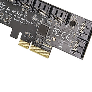SilverStone Technology ECS06 6 Port SATA Gen3 (6Gbps) Non-RAID PCI Express Gen3 x2 Card, TAA Compliant