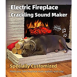 MSELTOS Fireplace Crackling Sound Maker, 2 in 1 Realistic Rechargeable Fire Crackling Sound Machine for Gas & Electric Fireplace, Fire Crackler Sound System, 3H Timer, 16 Levels of Volume (Black)
