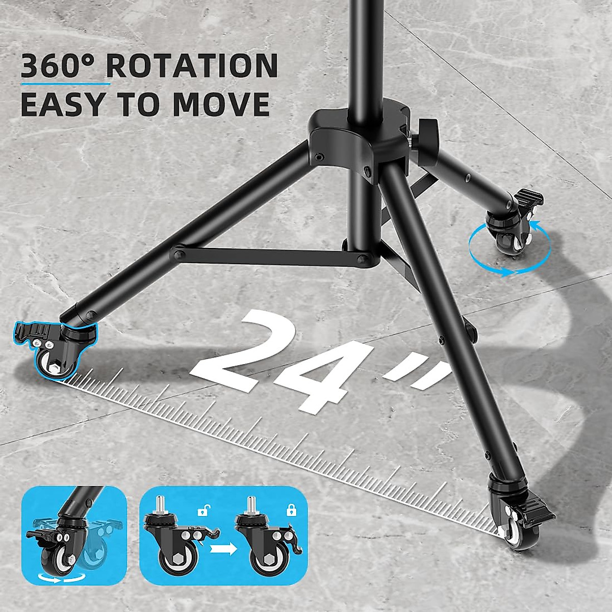 Projector Stand, Sturdy Durable Metal Laptop Tripod Stand with Wheels, Folding Floor Tripod Stand with Tray, Adjustable Height Portable DJ Equipment Stand for Indoors and Outdoors (29 Inch-69 Inch)