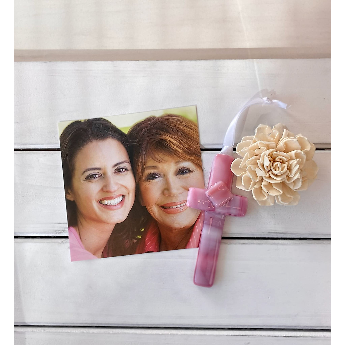 Handmade Glass Cross for Mother with Poem- Unique Gift for Mom on Christmas, Mother's Day, Birthday