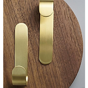 Set of 2 Large Brass Self-Adhesive Wall Hooks - Luxury Decorative - Elegant Gold Finish - High-End Modern Design - No Drill Easy Installation - Ideal for Entryway, Bathroom, Kitchen, or Bedroom