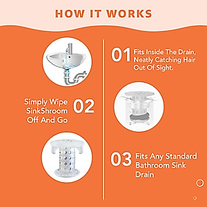 SinkShroom SSCLE988 The Revolutionary Sink Drain Protector Hair Catcher/Strainer/Snare, Clear