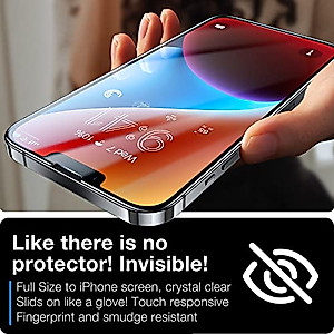 TORRAS Diamond Shield for iPhone 13 Pro Screen Protector, iPhone 14, iPhone 13 Screen Protector Tempered Glass with Strengthened Edge 9H Hardness [Full Coverage] Anti-Fingerprints 2-Pack, 6.1"